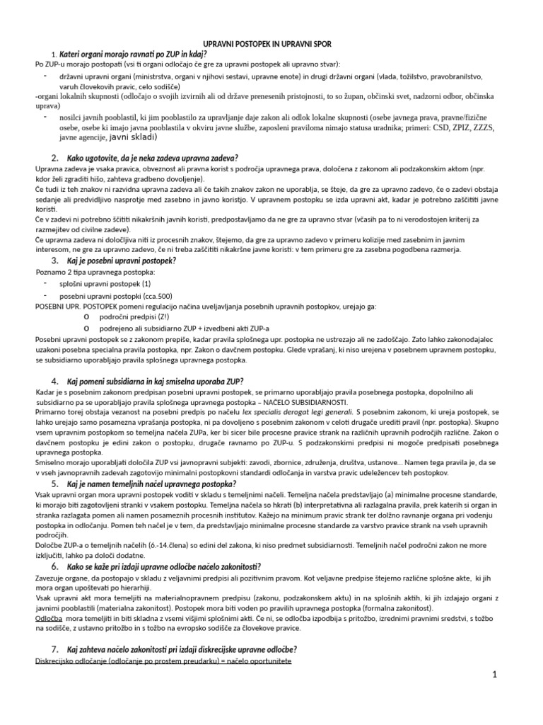 100 Vprašanj ZUP | PDF