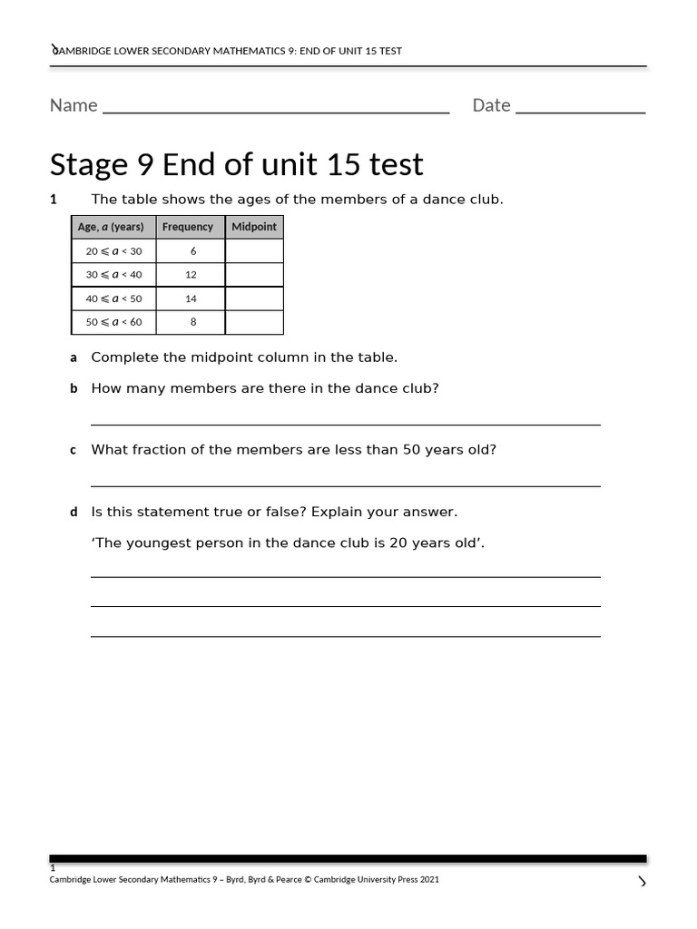 Unit 15 End-Of-Unit Test | PDF