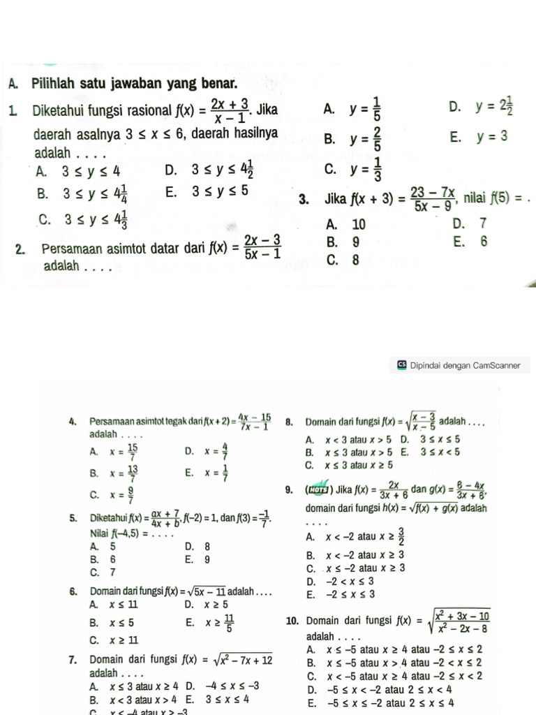 LATIHAN 4B- Fungsi Rasional dan Irasional | PDF
