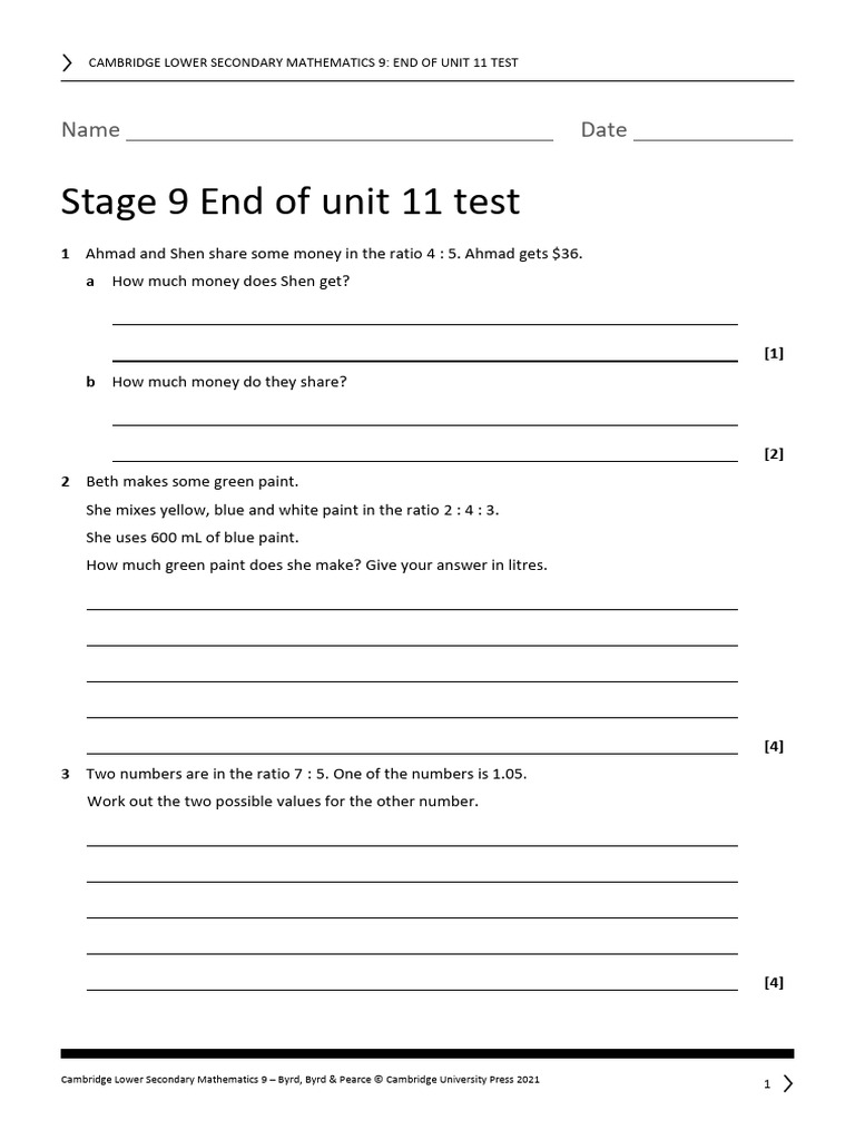 Stage 9 Unit 11 Math Test | PDF | Euclidean Plane Geometry | Triangle ...