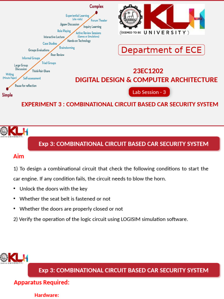 Exp 03 Combinational Circuit Based Car Security System | PDF | Logic ...