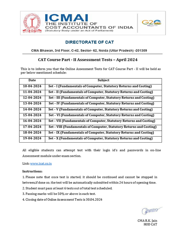 CAT Level Assessment Tests Apr 2024 | PDF