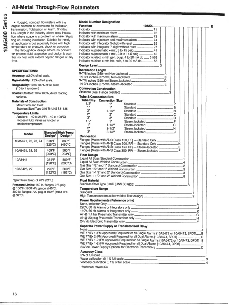 Fischer Porter Serie 10A5400 | PDF