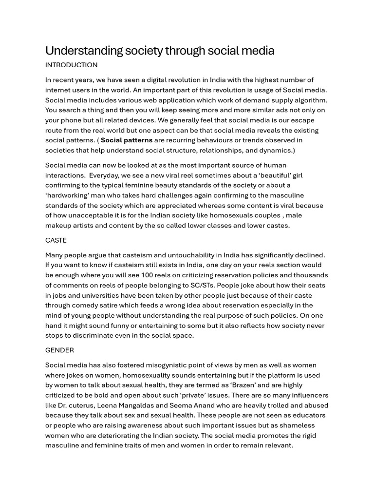 Understanding Society Through Social Media | PDF | Social Media ...