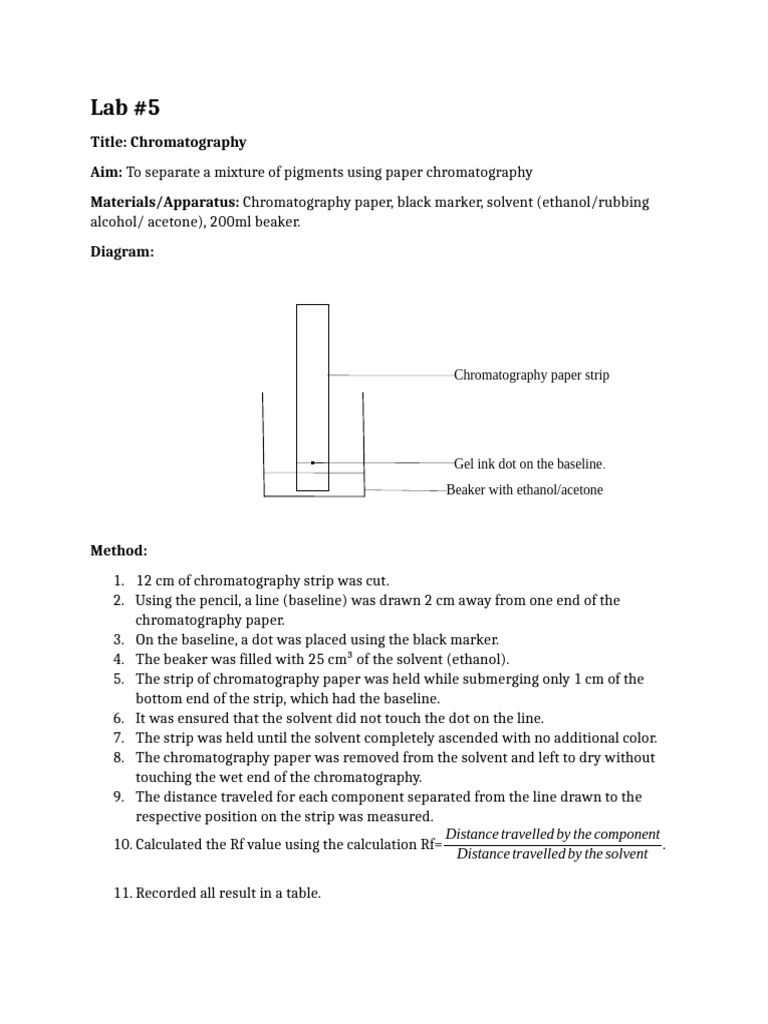 Chemistry Lab 5 and 6 Corrected and Completed | PDF | Chromatography | Mixture