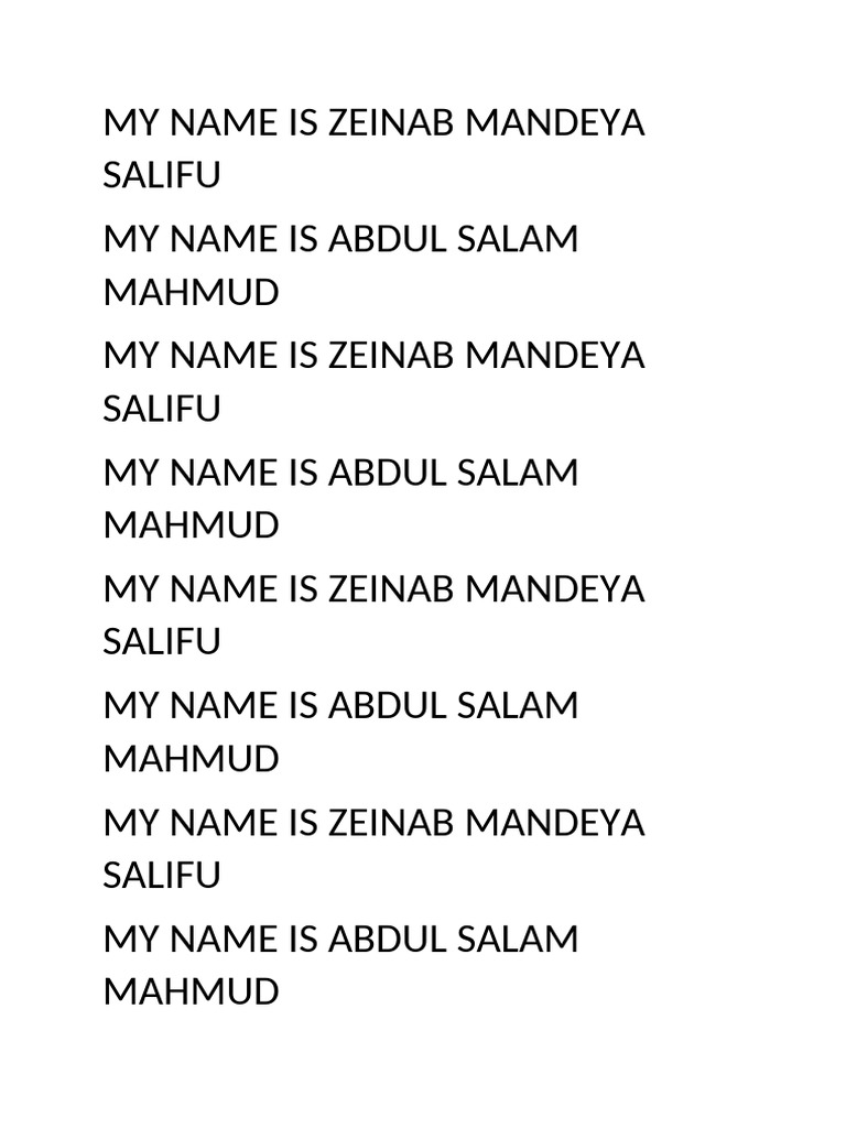 Abdul Salam and Zeinab | PDF