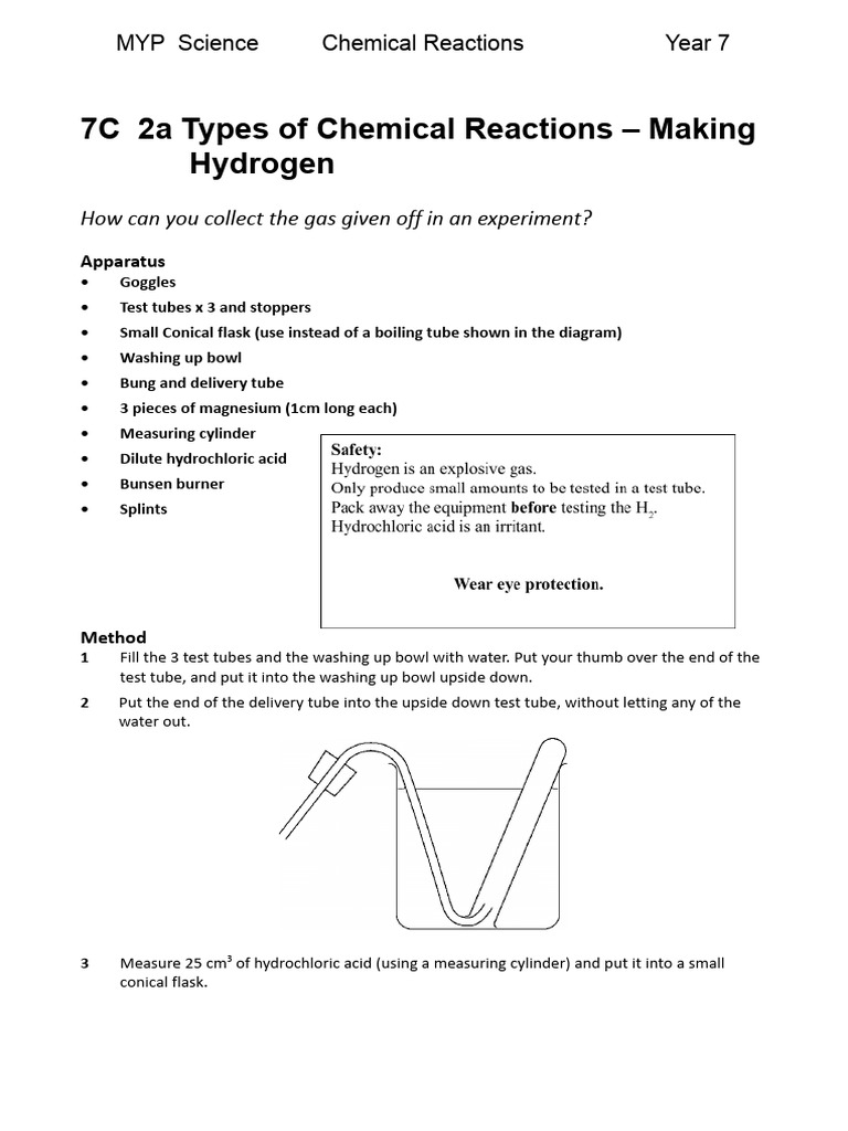 7C 2a Making Hydrogen | PDF
