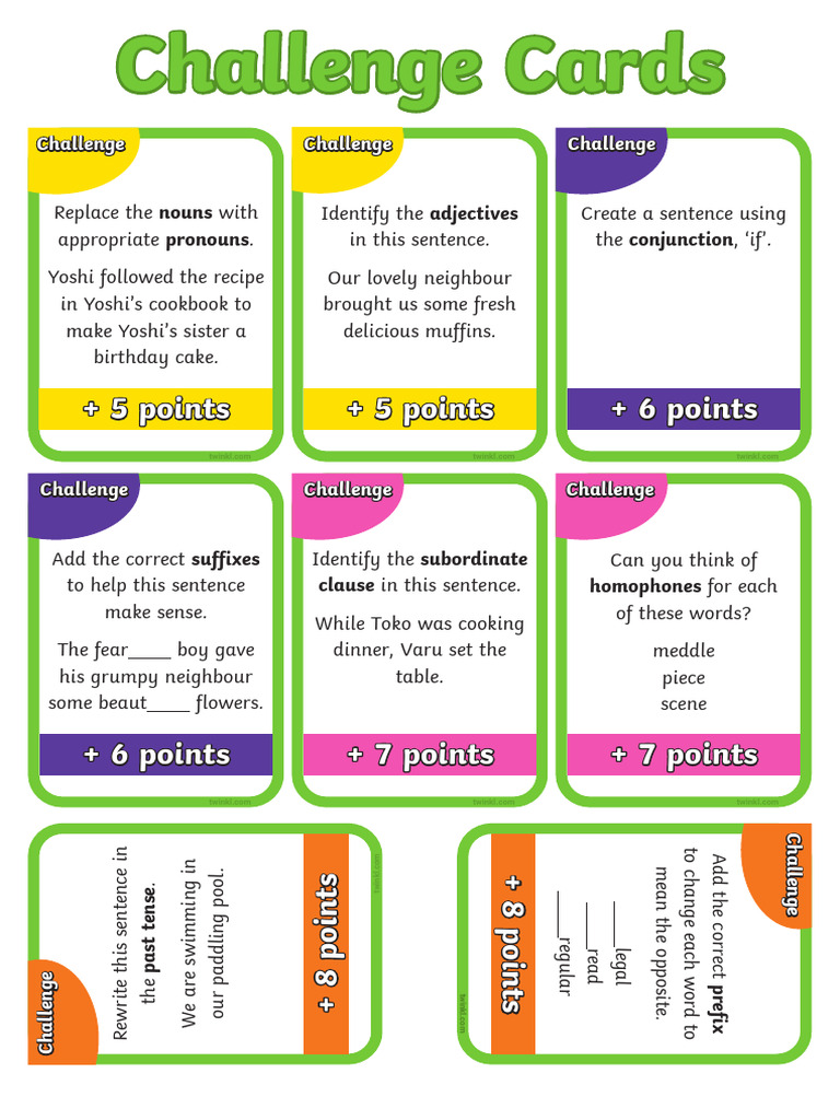 Year 4 SPaGopoly With The SPaG Samurai Game Challenge and Chance Cards ...