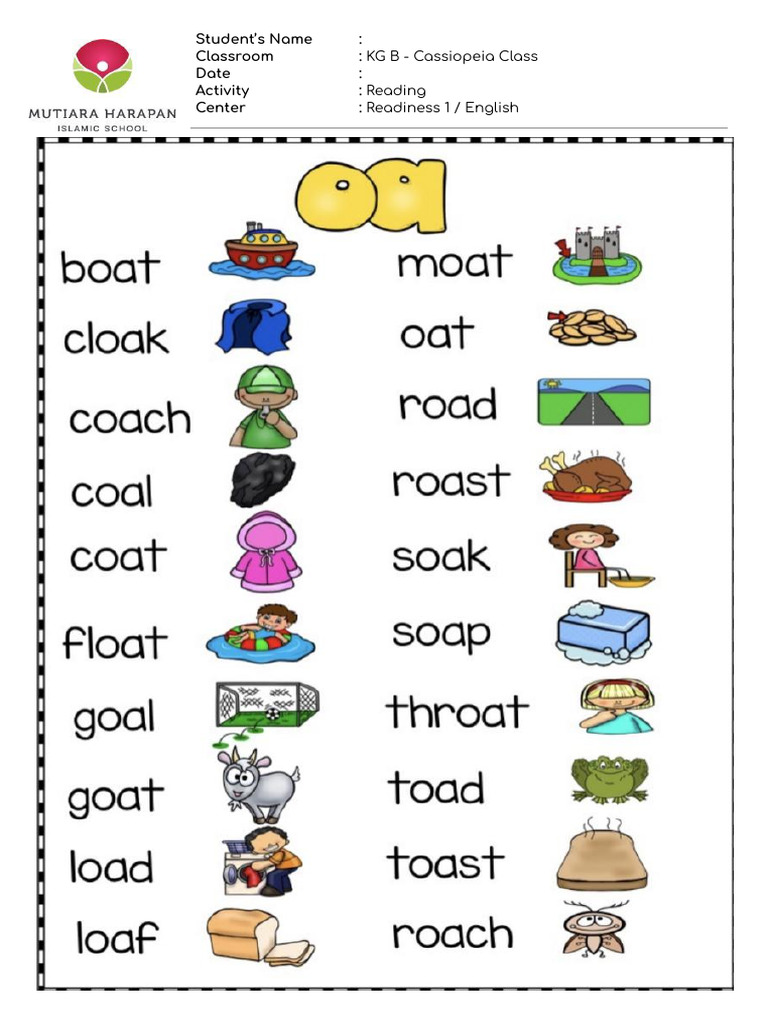 Vowel Oa, Ow, Oi, Oy Words | PDF