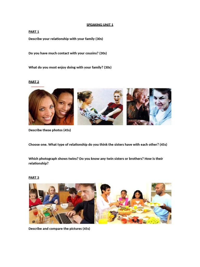 Speaking Unit 1 | PDF