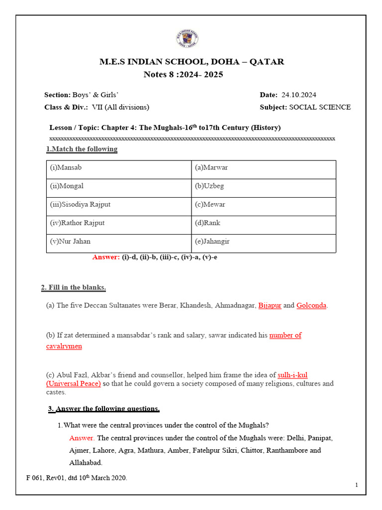 Mughal Empire: Key Concepts & Roles | PDF | Mughal Empire