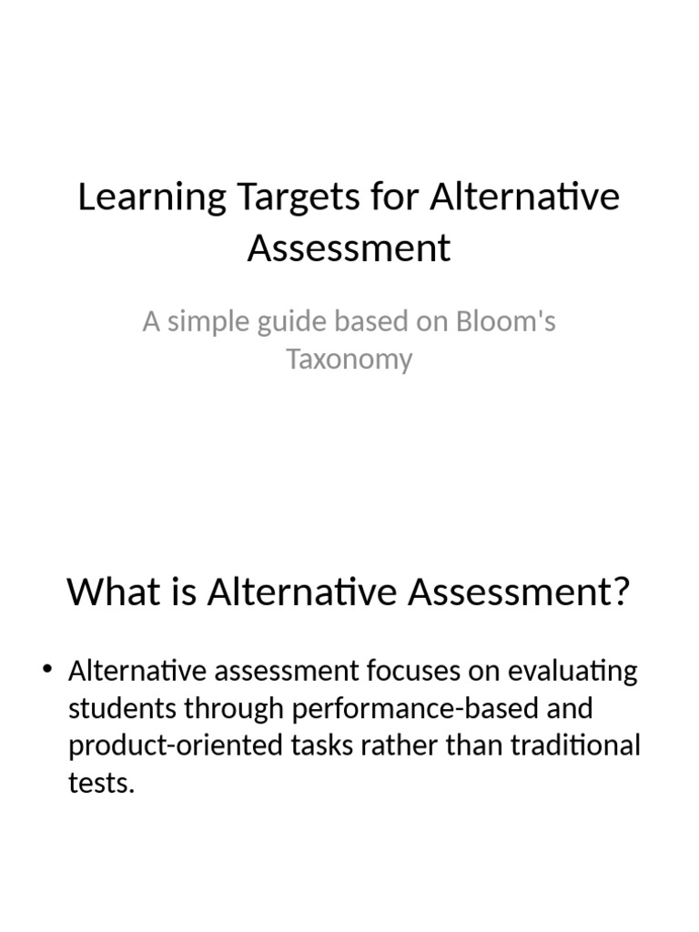 Alternative Assessment Learning Targets Guide | PDF | Learning ...