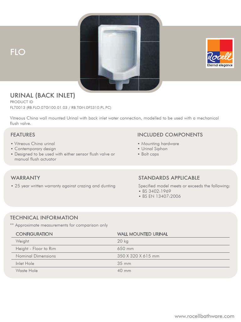 Urinal Specs for Installers | PDF