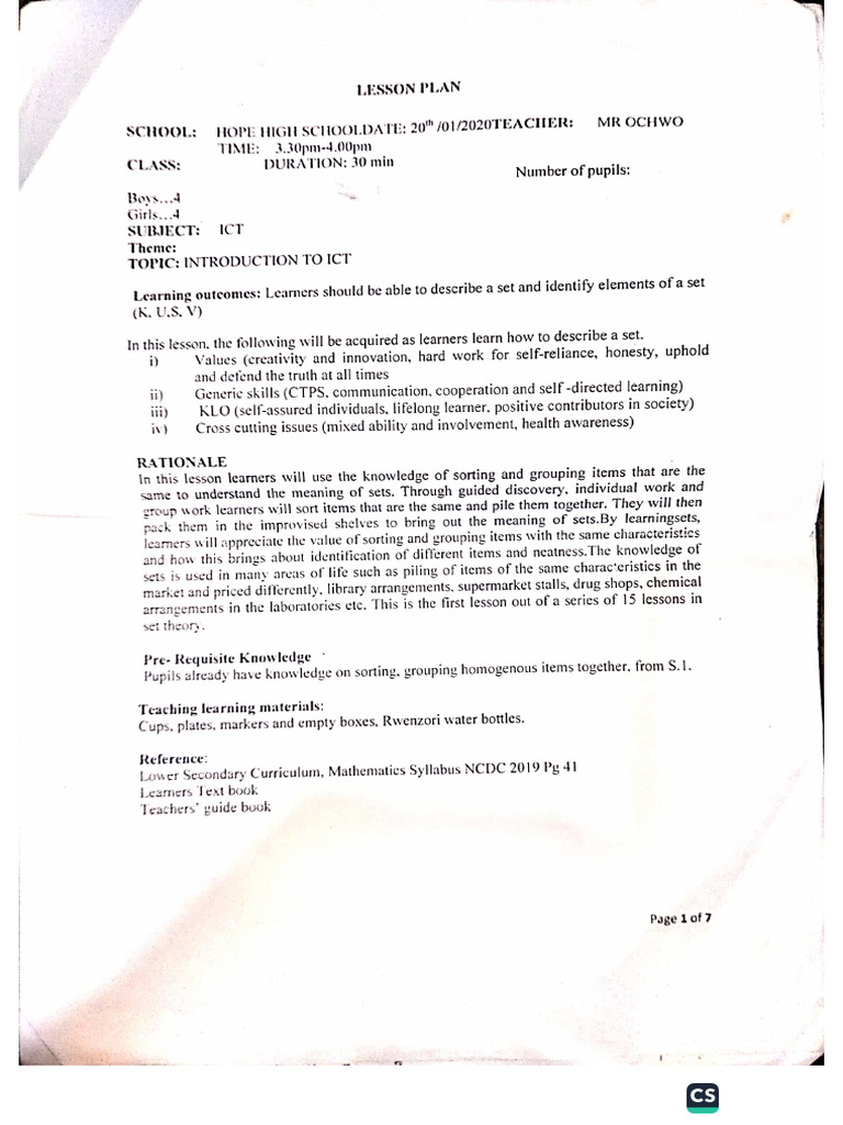 Sample Lesson Plan For New Curriculum | PDF