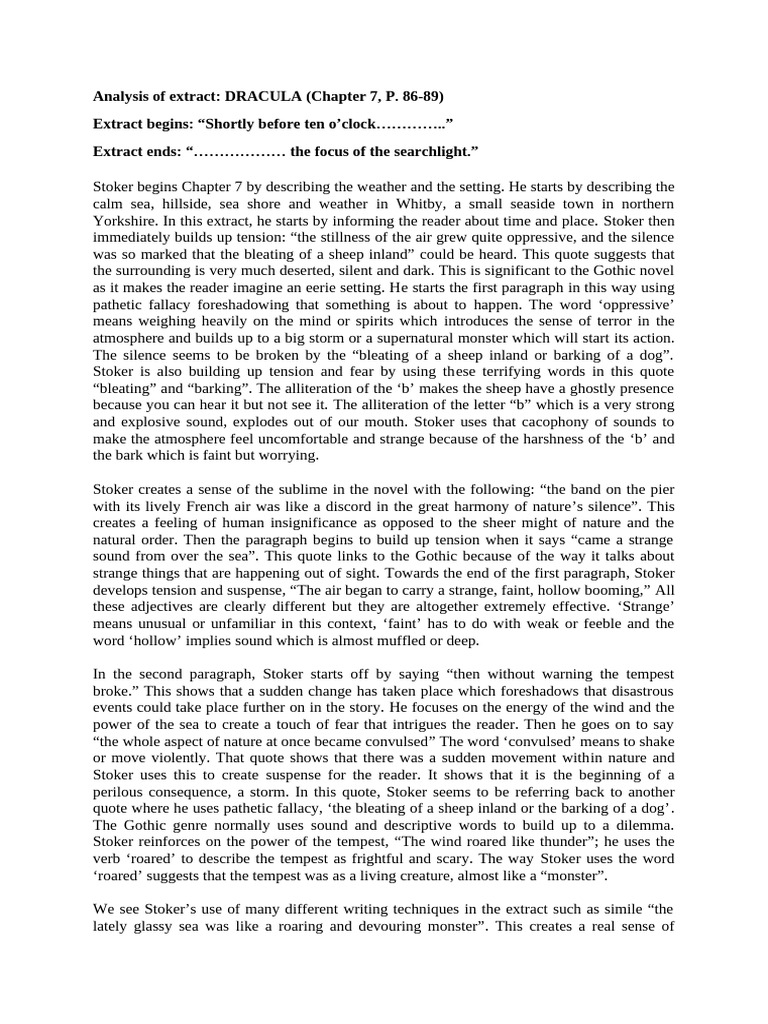 Extract Analysis Dracula | PDF | Dracula | Gothic Fiction