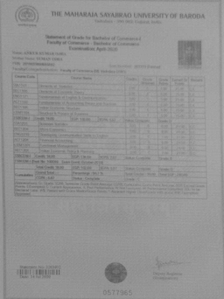 UGS Marksheet - Compressed | PDF