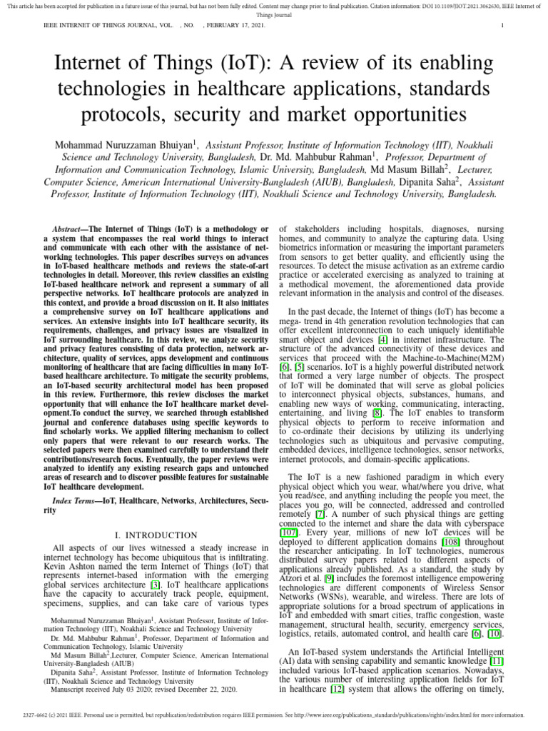 Internet of Things (IoT): A review of its enabling technologies in healthcare applications ...