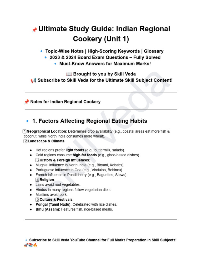 ? Indian Regional Cookery Notes | PDF | Indian Cuisine | Curry