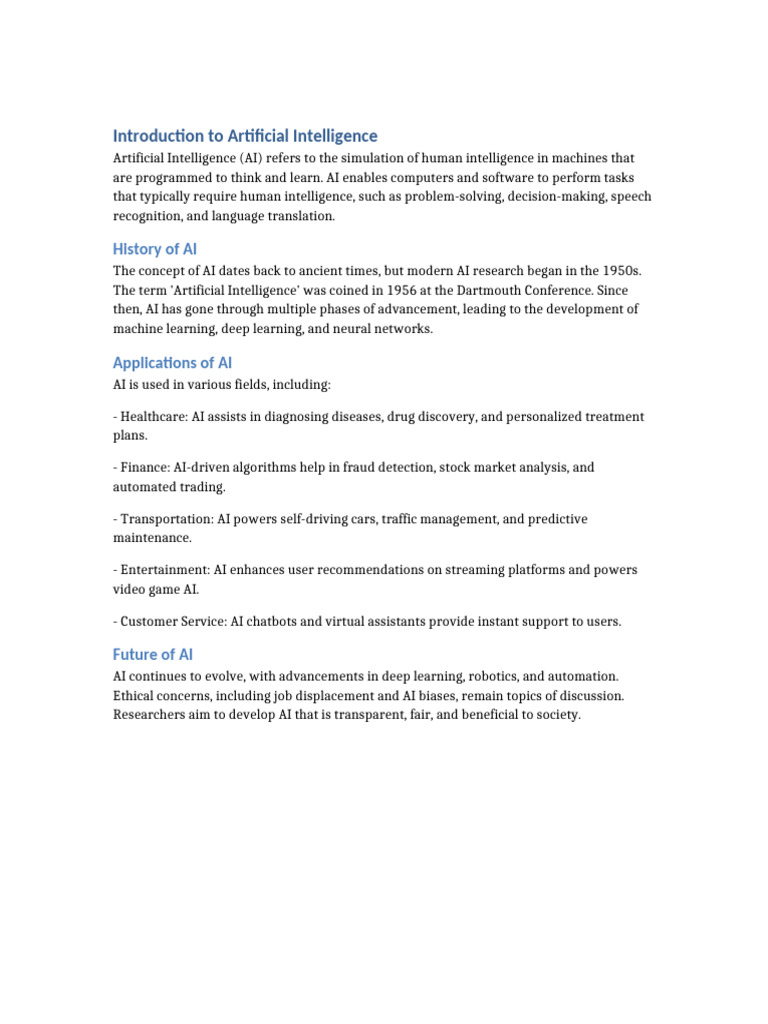 Introduction To Artificial Intelligence Pdf