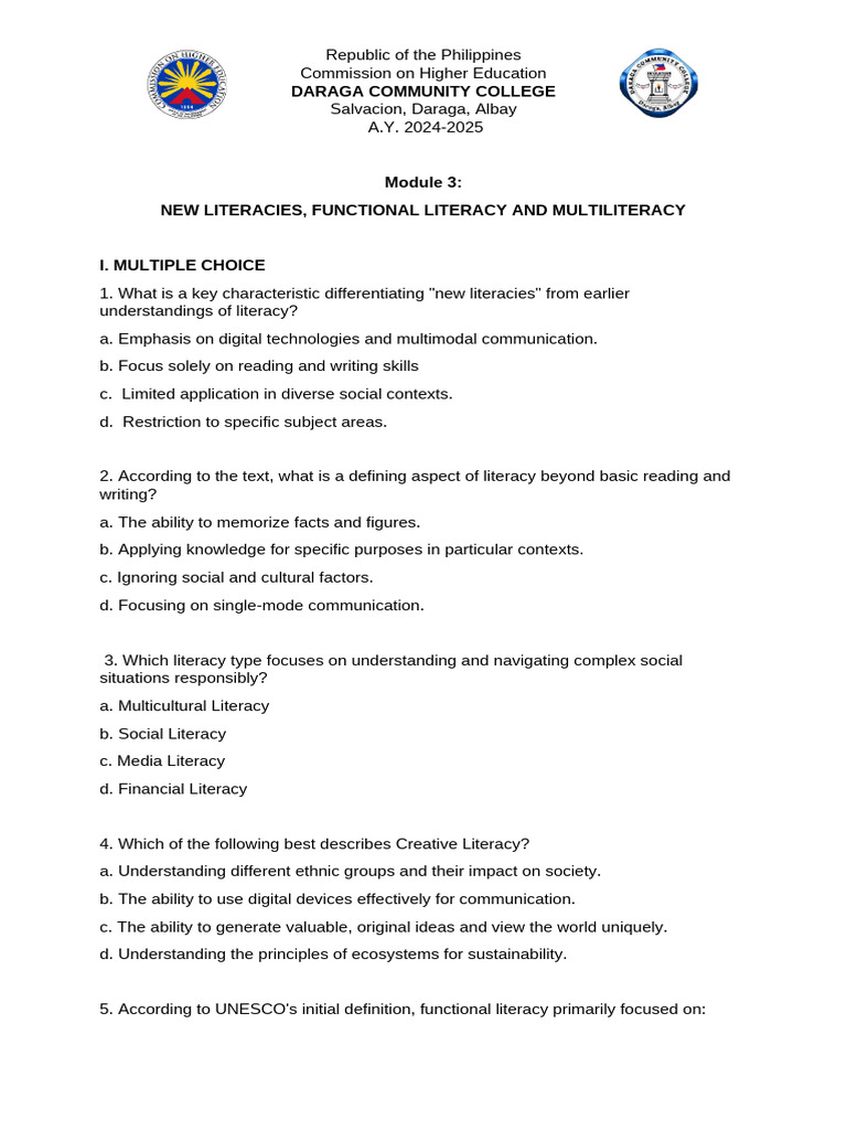 Module-3-Quiz | PDF | Literacy | Learning