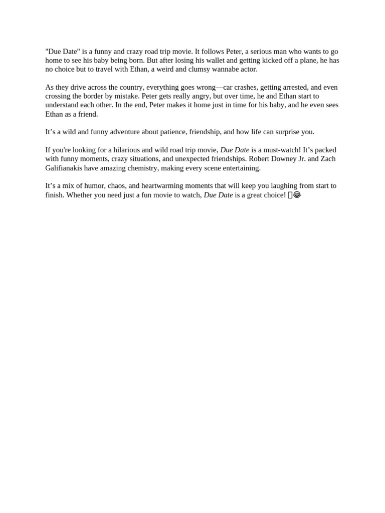 Due Date. Movie Review | PDF