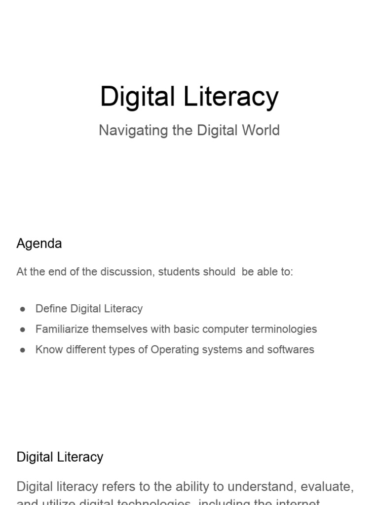 Understanding Digital Literacy Basics | PDF | Computer Hardware ...