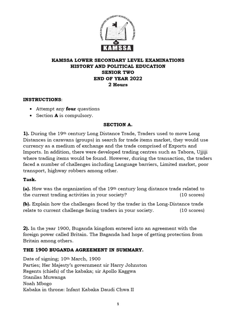 2 s2 History and Political Education Kamssa Examinations-1 | PDF ...