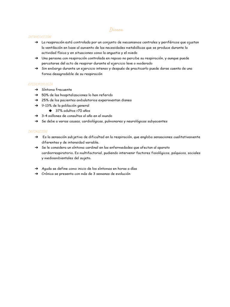 Disnea: Causas y Clasificación Clínica | PDF | Insuficiencia cardíaca ...