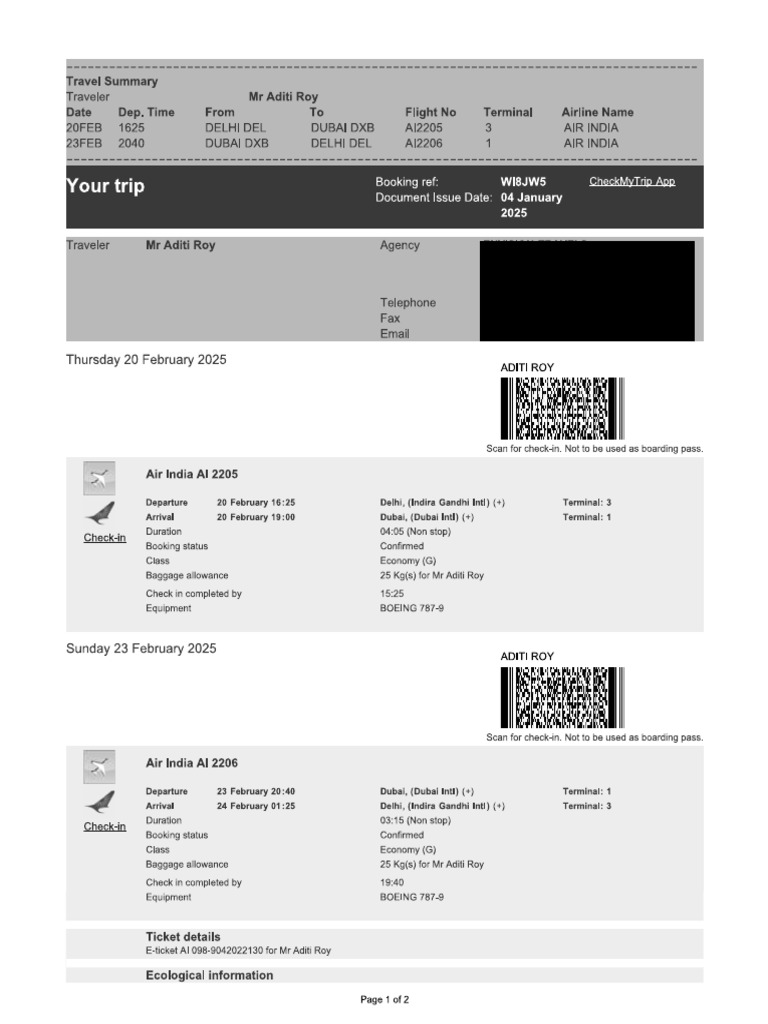 Aditi Roy - Ticket | PDF