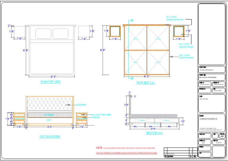 Bed Detail Drawings for Magesh Residence | PDF | Furniture