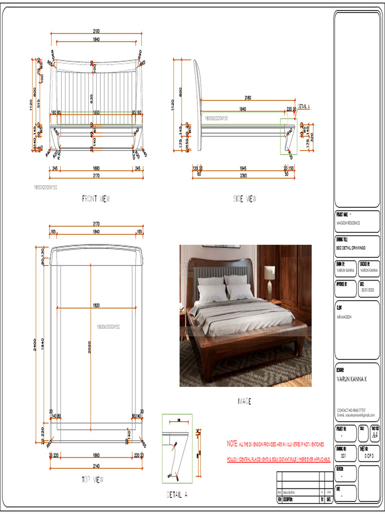 Bed Detail Drawings for Magesh Residence | PDF