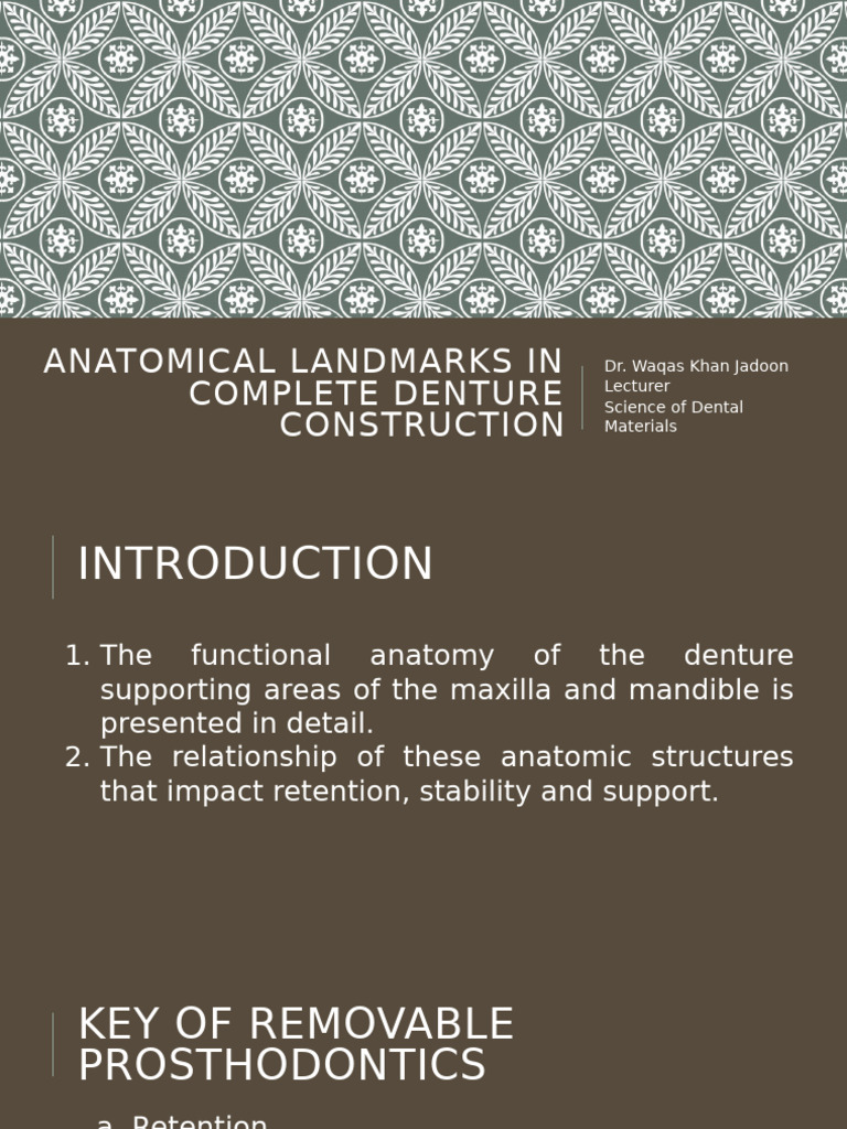 Anatomical Landmarks for Dentures | PDF