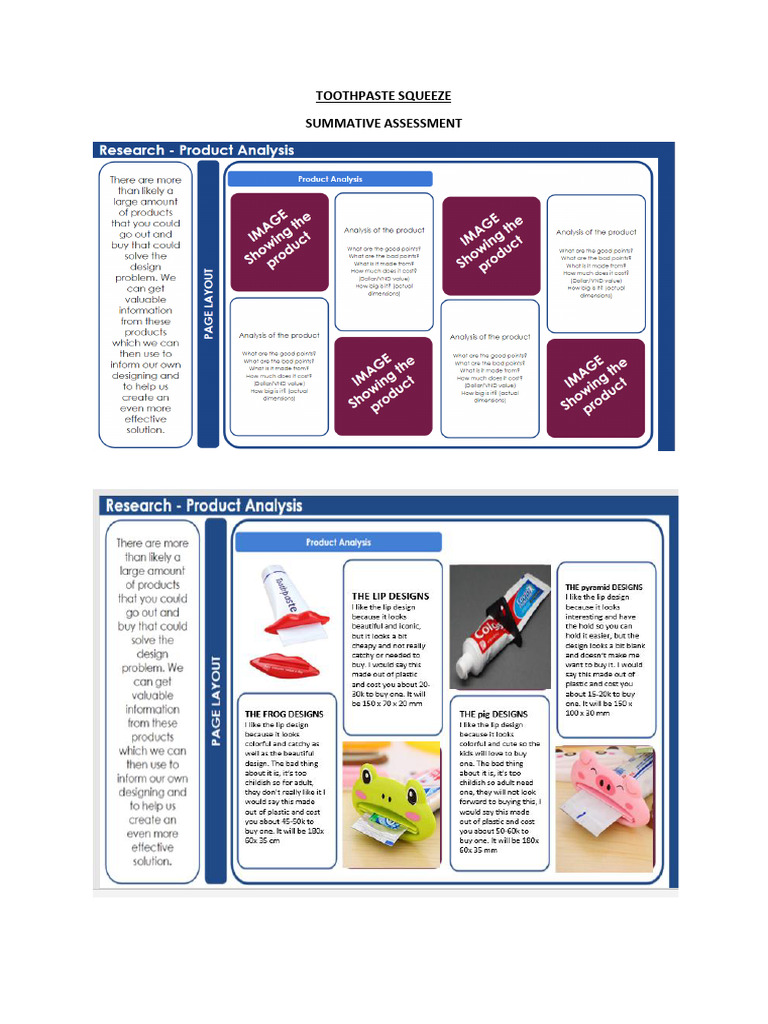 Toothpaste Squeeze Summative Tasks | PDF