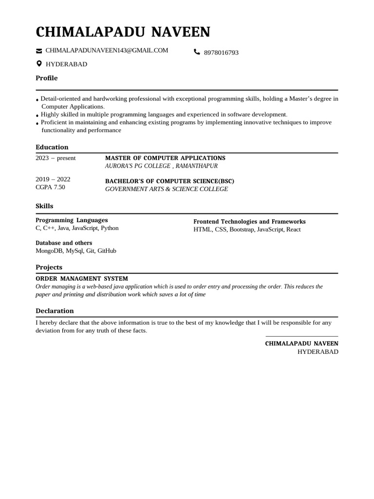 CHIMALAPADU NAVEEN FlowCV Resume 20240827 | PDF