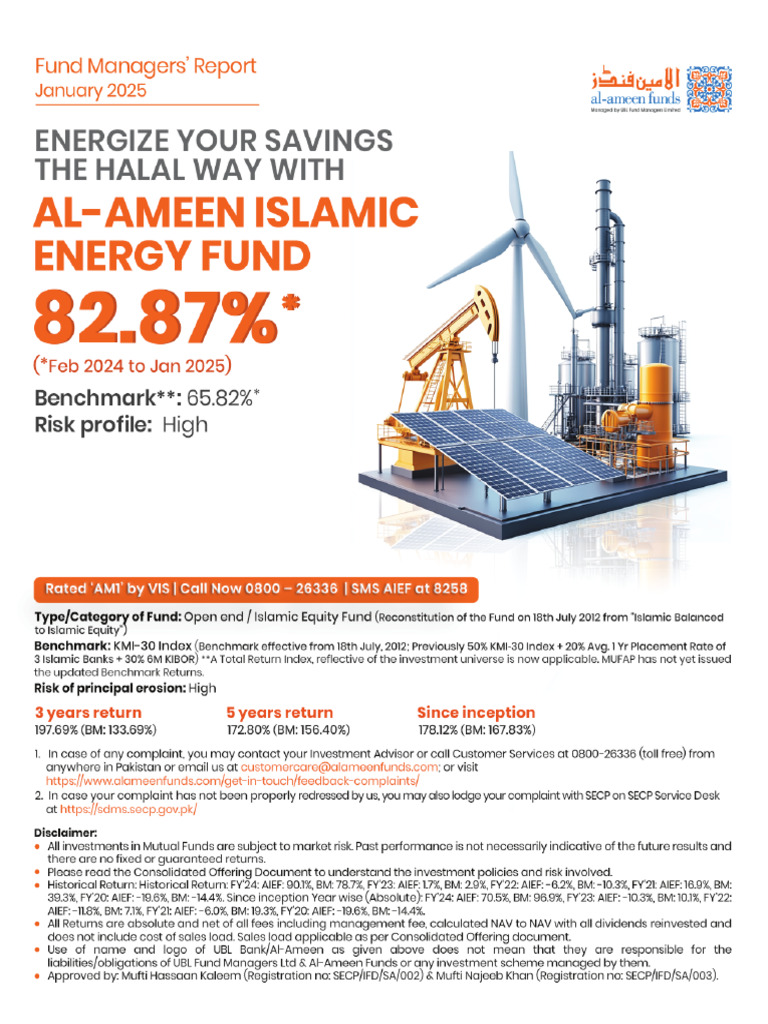 Al Ameen Islamic FMR Jan 2025 | PDF | Islamic Banking And Finance | Investment Management