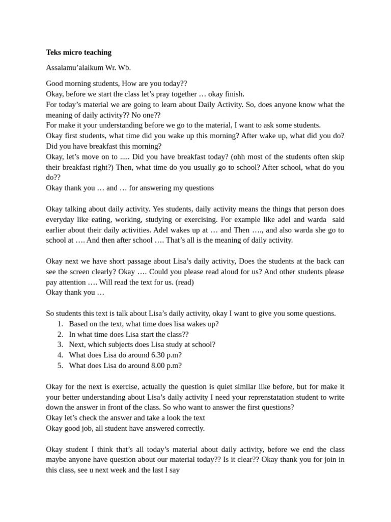 Teks micro teaching | PDF