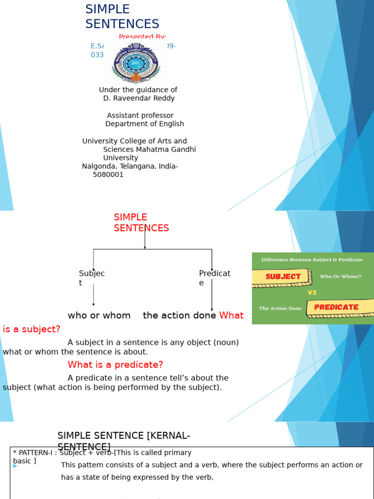 Simple Sentences | PDF | Verb | Subject (Grammar)
