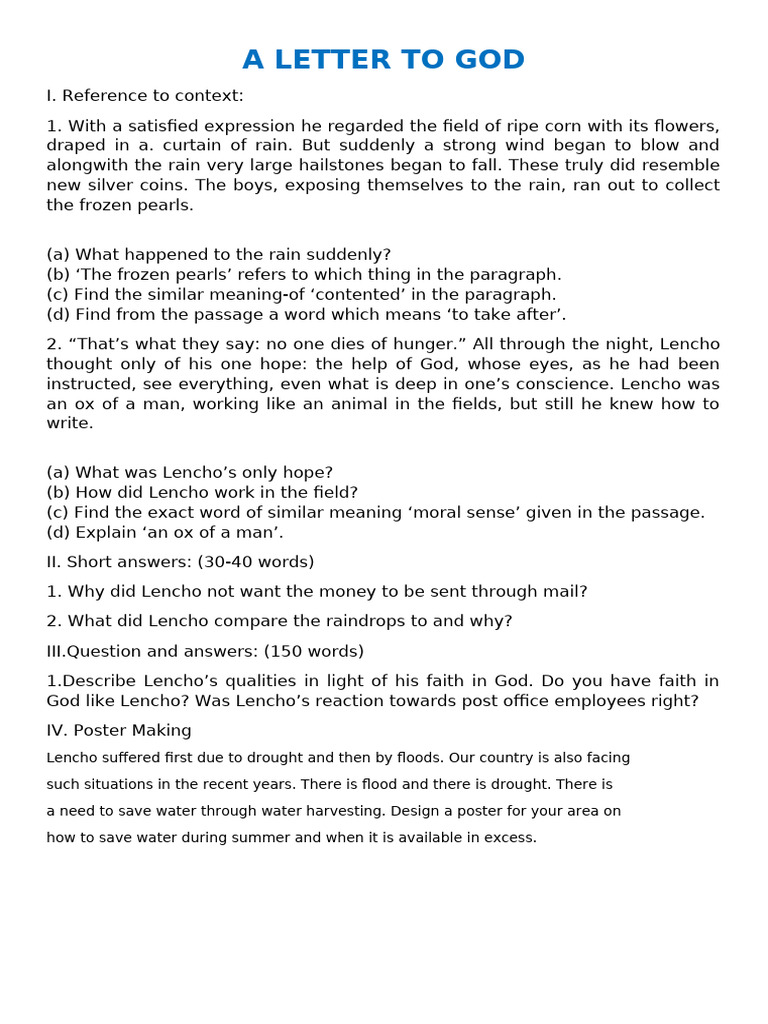 A Letter To God | PDF