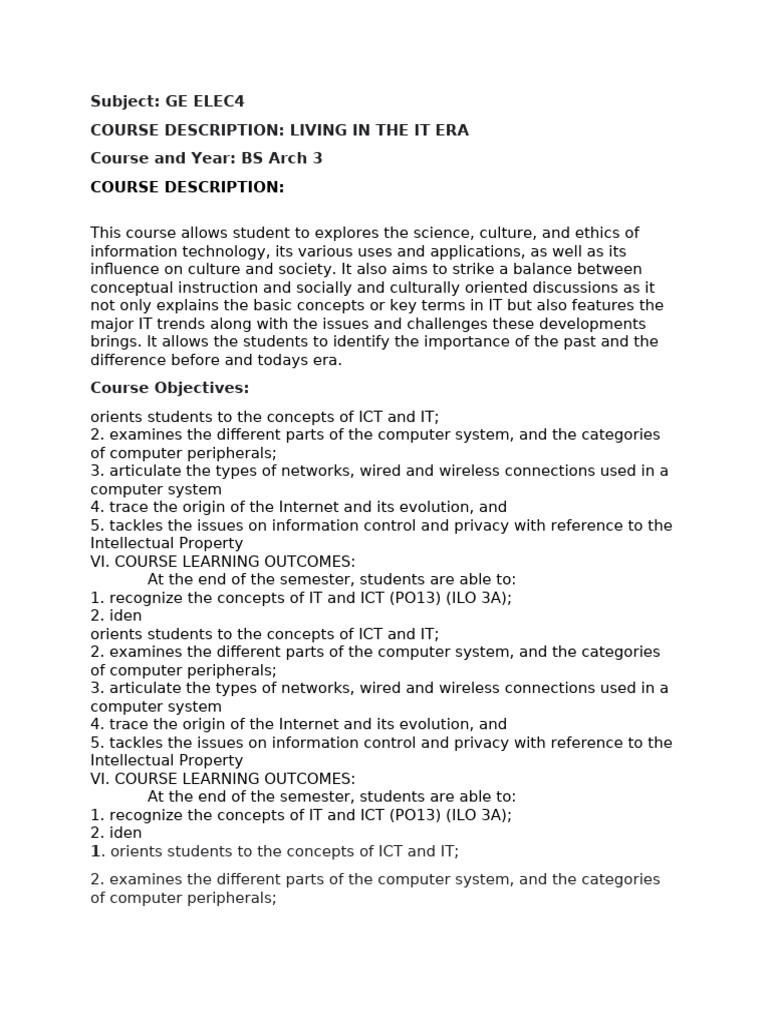 Living-in-IT-era-notes | PDF | Computer Hardware | Information Technology