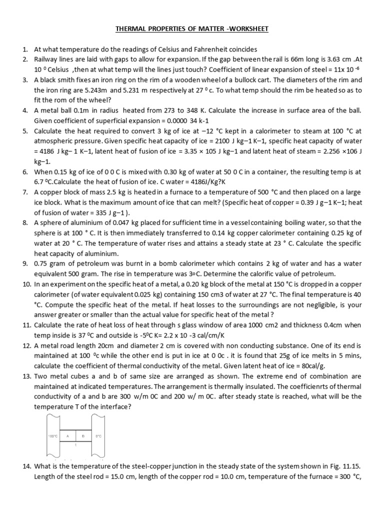 Thermal Expansion and Heat Transfer Worksheet | PDF | Thermal Expansion ...