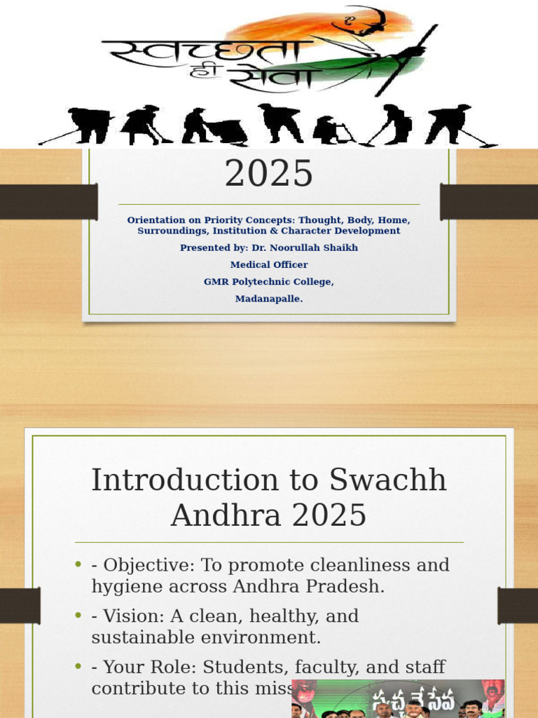 Swachh Andhra 2025 Presentation Dr. Noorullah Shaikh GMR Polytechnic, Mdanapalle 22feb2025. | PDF