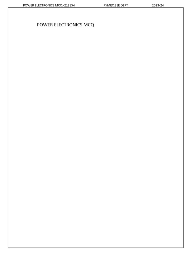 Power Electronics MCQ 23-24 | PDF | Power Electronics | Power Inverter