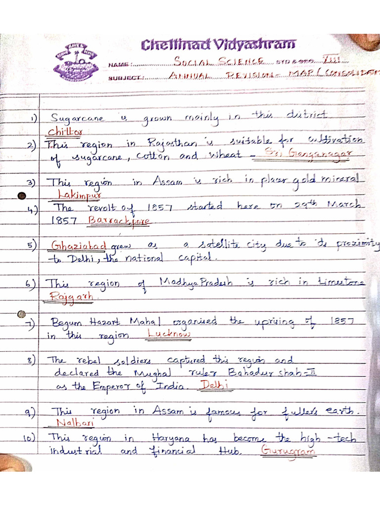 Class 8 Social Science Map Questions | PDF