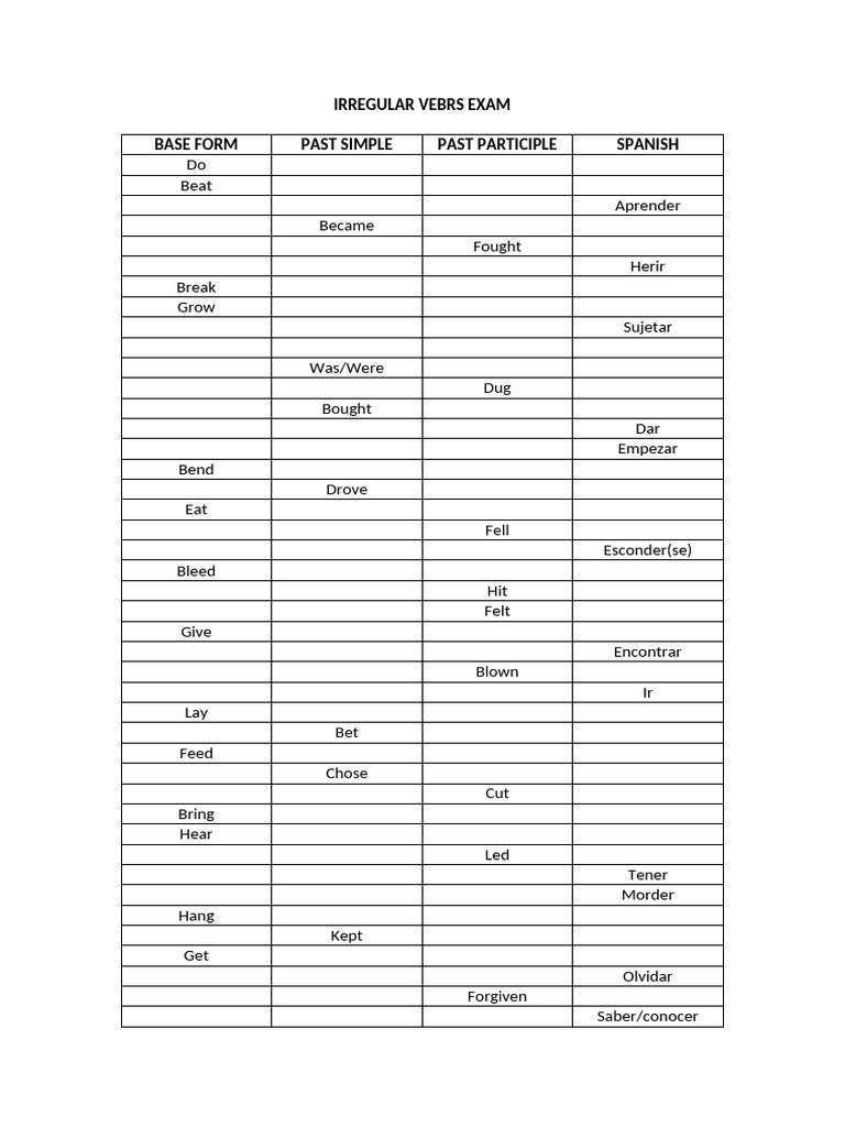 Irregular Vebrs Exam | PDF