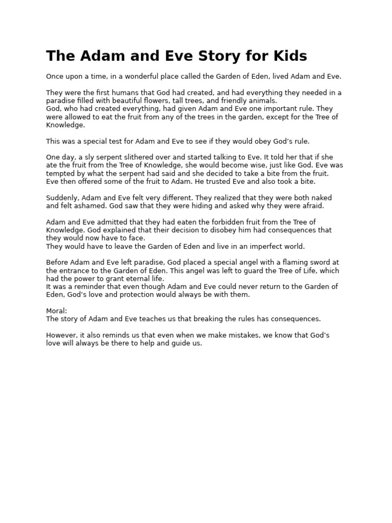 Adam and Eve Story for Kids | PDF