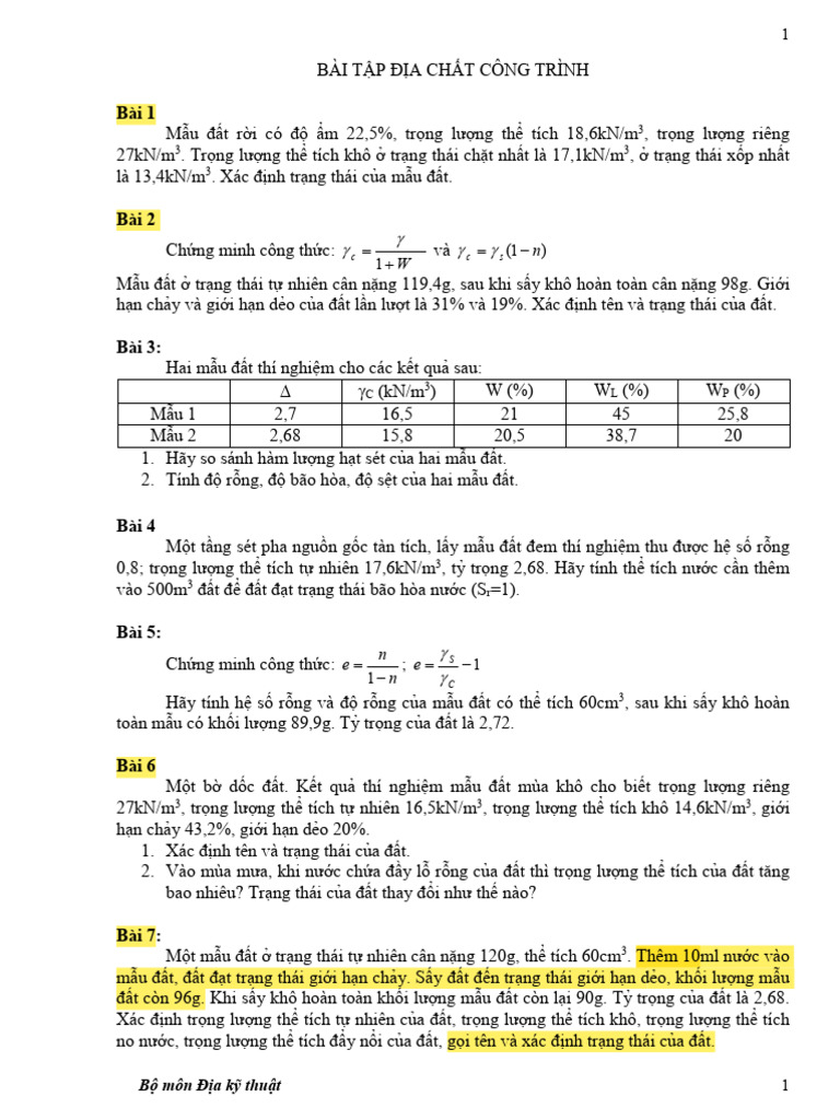 Bai Tap Dia Chat Cong TrinhFullIn1mat | PDF