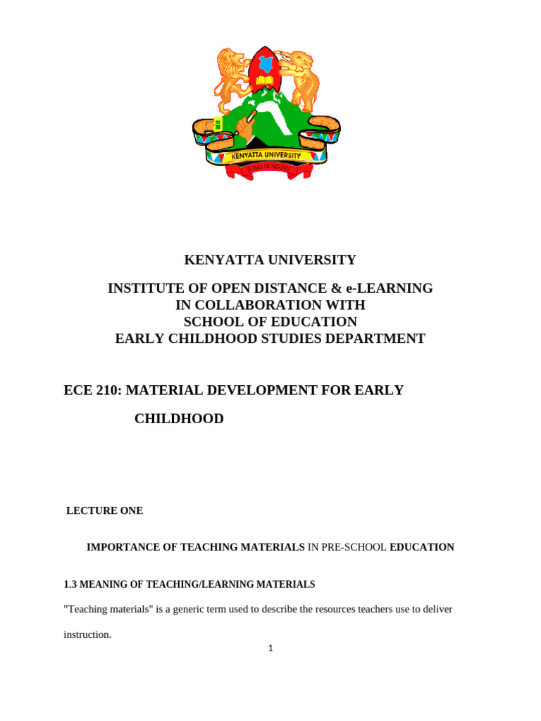 Ece 210 Material Development For Early | PDF | Senses | Perception