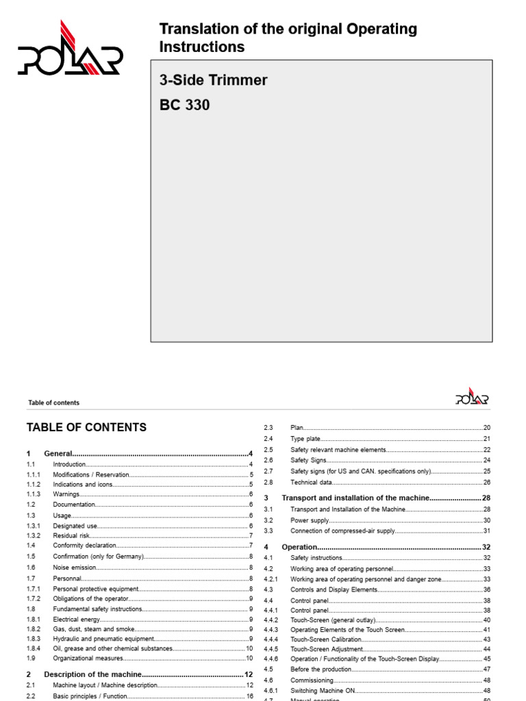 Polar BC330 3-Side Trimmer - Operating Instructions - English | PDF ...