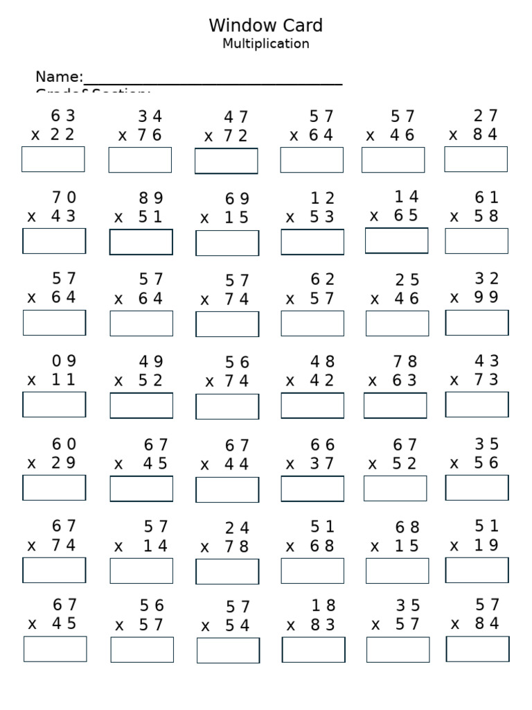 Window Card Multiplication 2 | PDF
