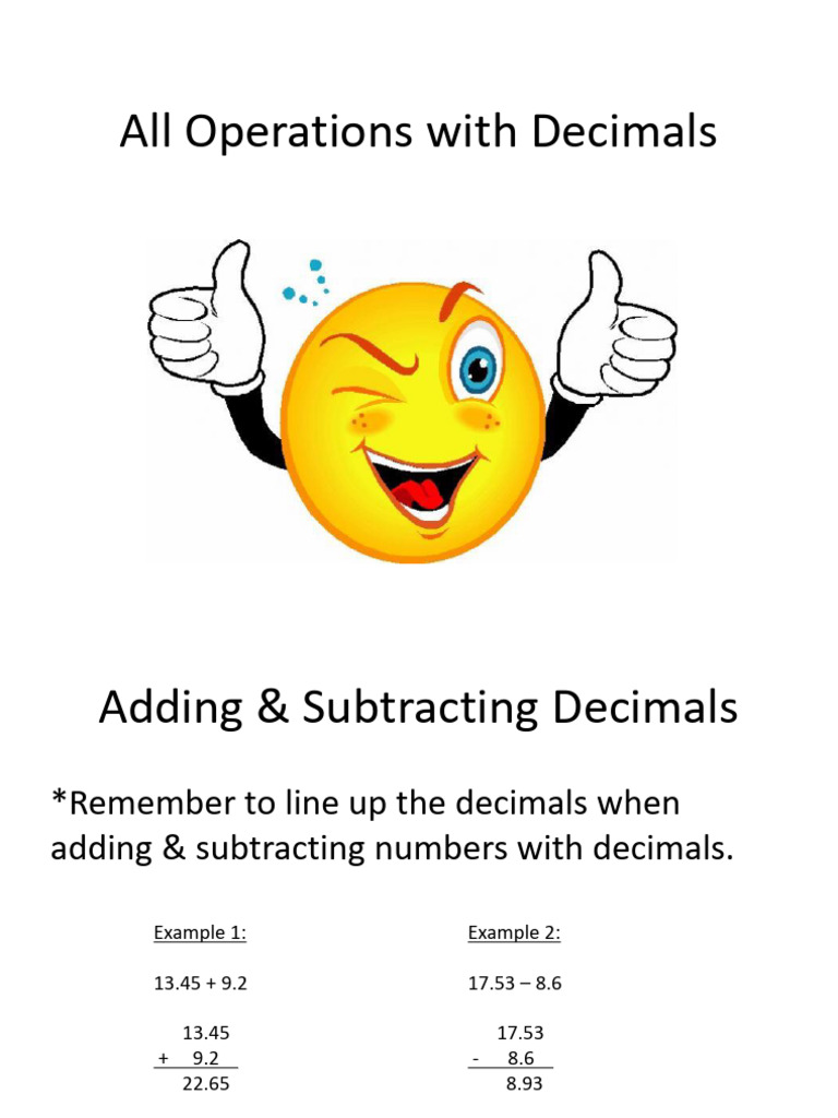 Lesson3 Basic Operations With Decimals | PDF